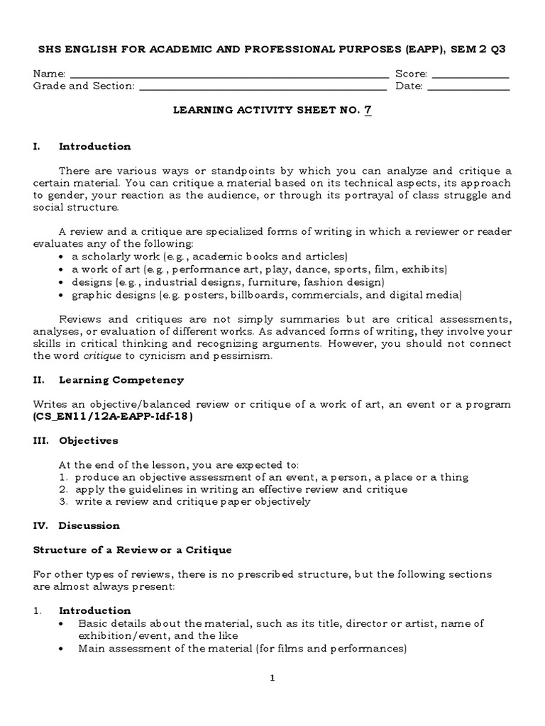 SHS Eapp Q3 Las 7 | Download Free PDF | Argument | Analysis
