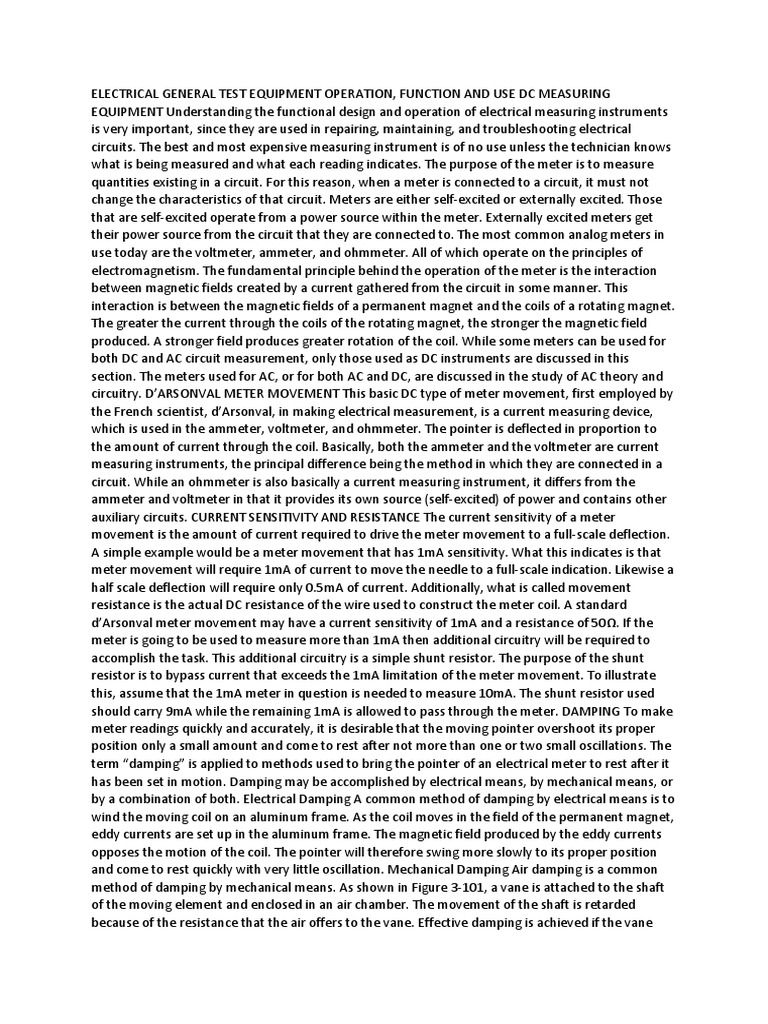 Electrical General Test Equipment Operation | PDF | Metrology ...