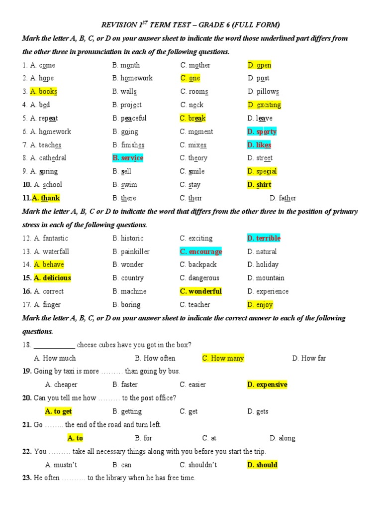 Revision 1ST Term Test Grade 9 (Full Form) - Key | PDF | Rain | Rainforest