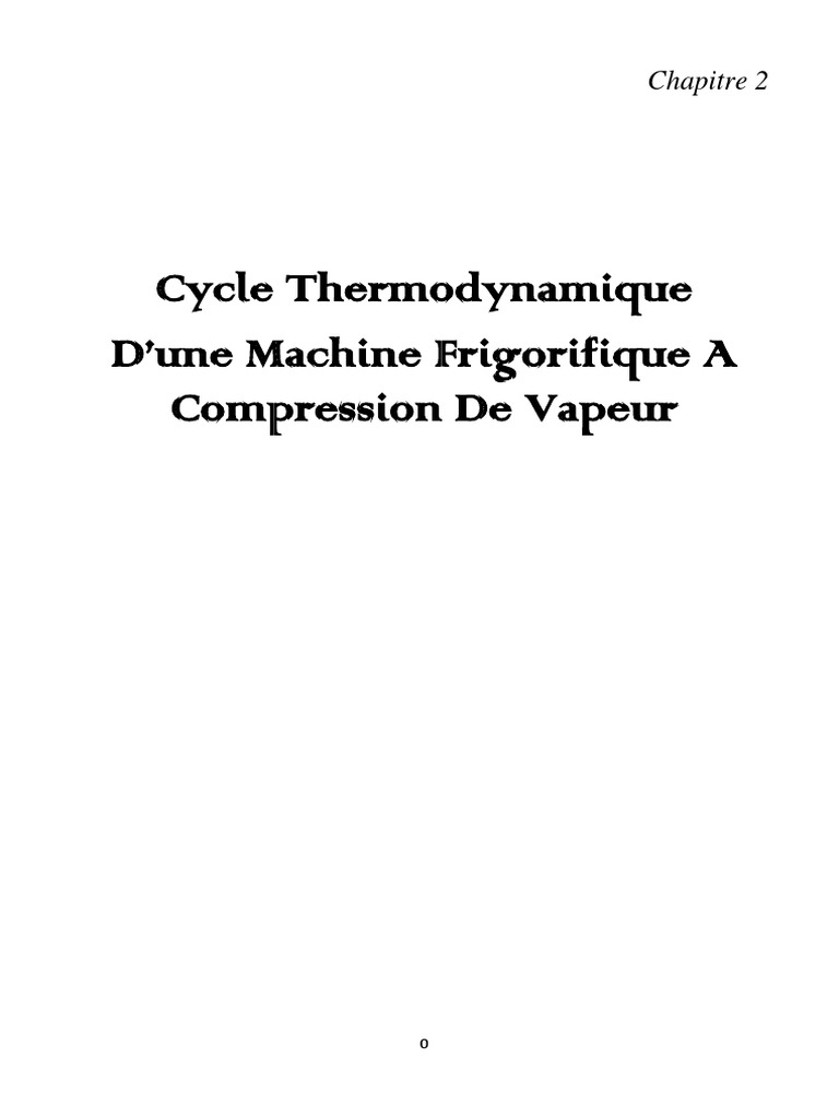 Cycle Thermodynamique D'une Machine Frigorifique A Compression de ...