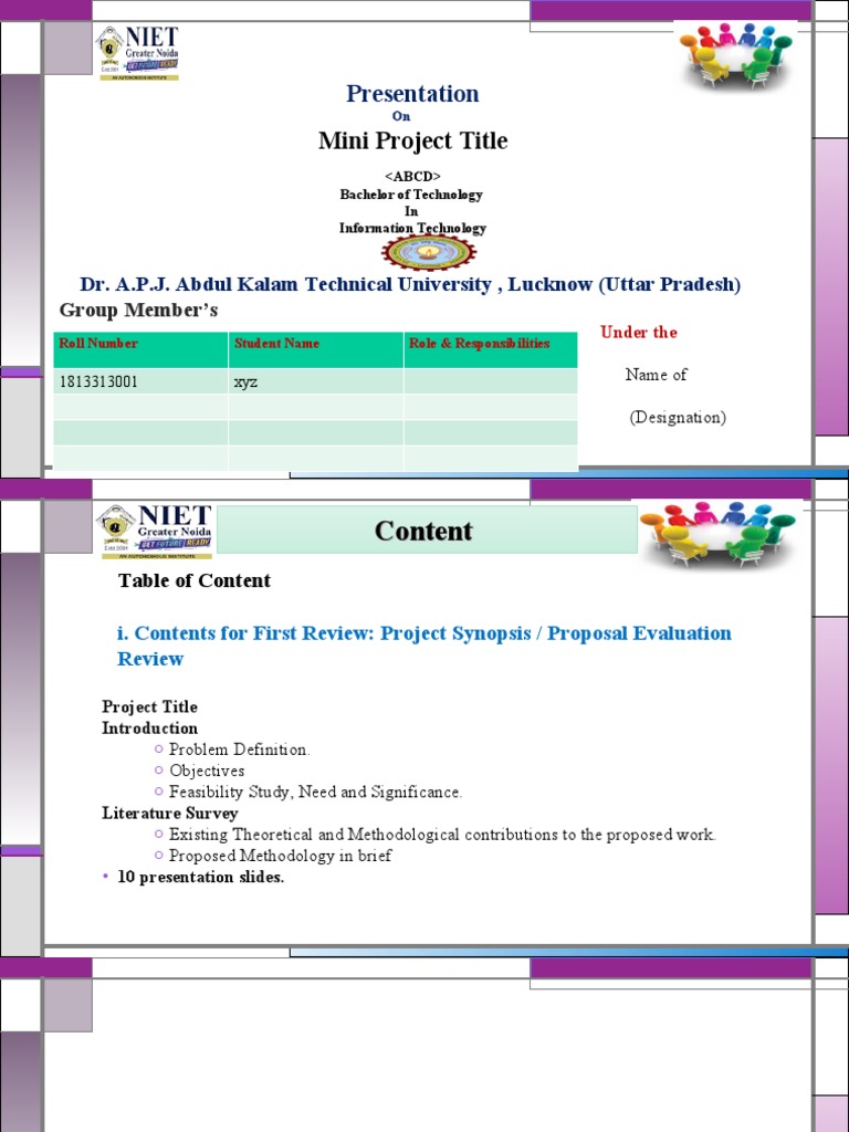 Mini Project Presentation Ppt For First Presentation Pdf