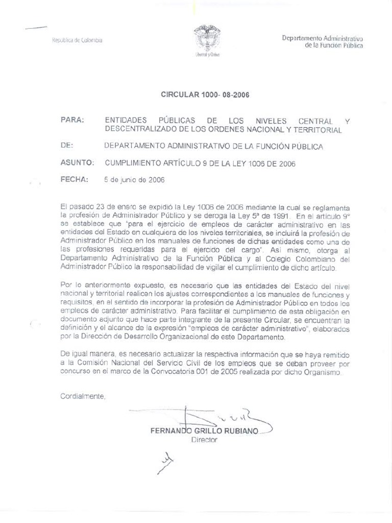 Circular 1000 08 2006 | PDF