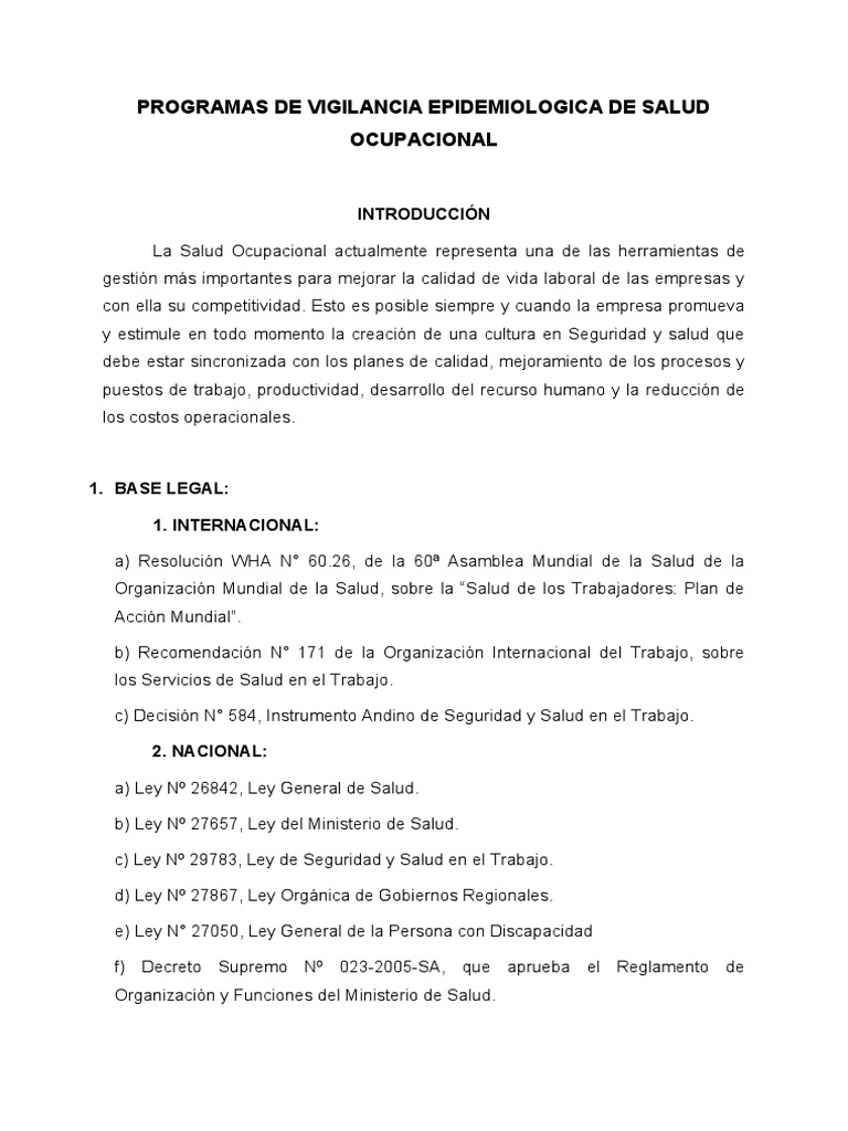 Programas de Vigilancia en Salud | PDF | Seguridad y salud ocupacional | Medicina CLINICA