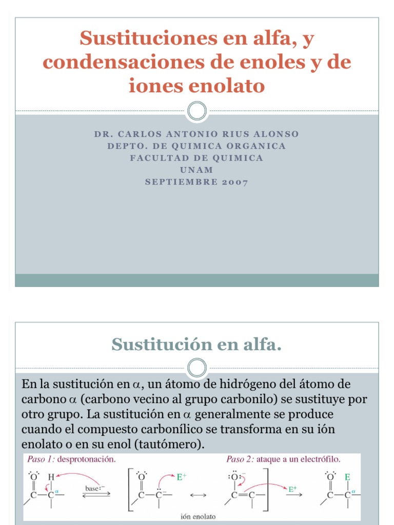 Sustituciones en en Alfa y Condensaciones Aldolicas | PDF