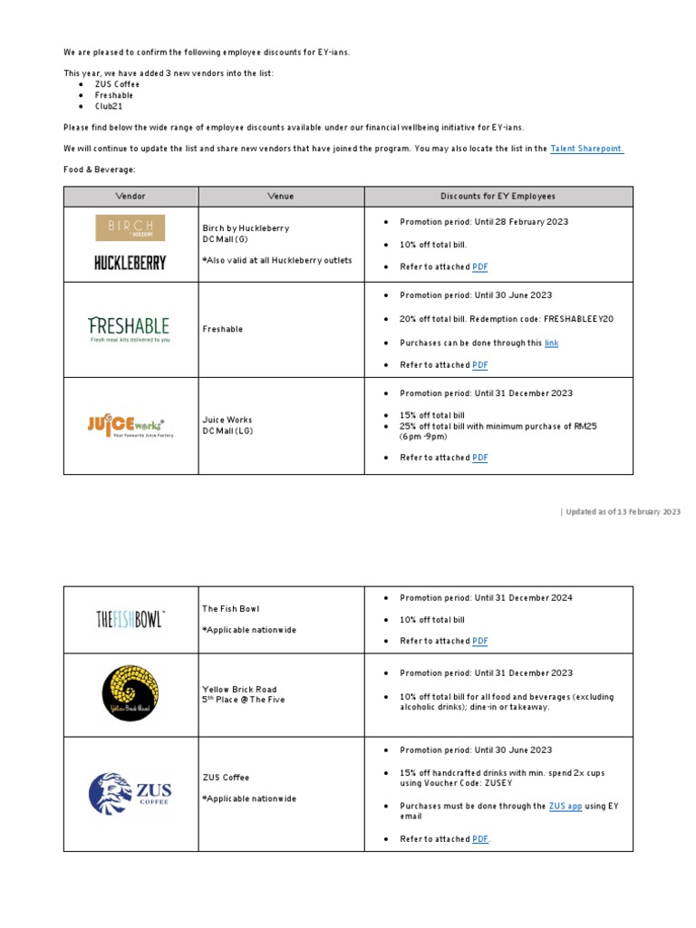 EY Employee Discount Program 2023 | PDF