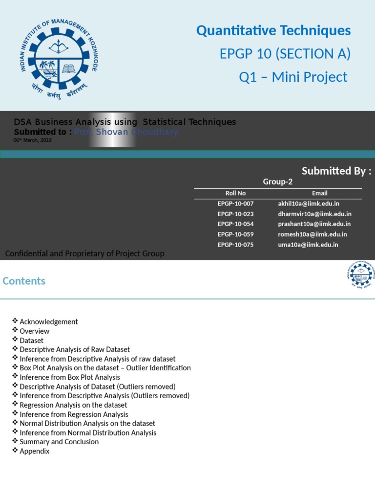 EPGP 10 DSA Business Analysis QT Project Group 02 | PDF | Regression Analysis | Dependent And ...