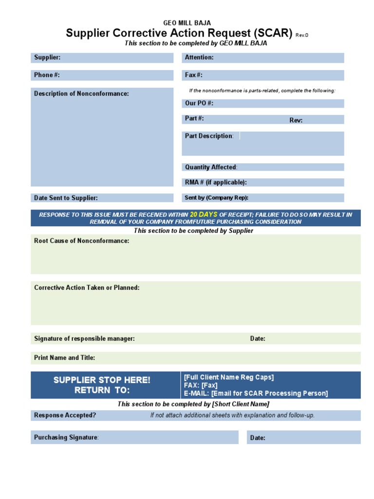 Supplier Corrective Action Request Form | PDF | Computing ...