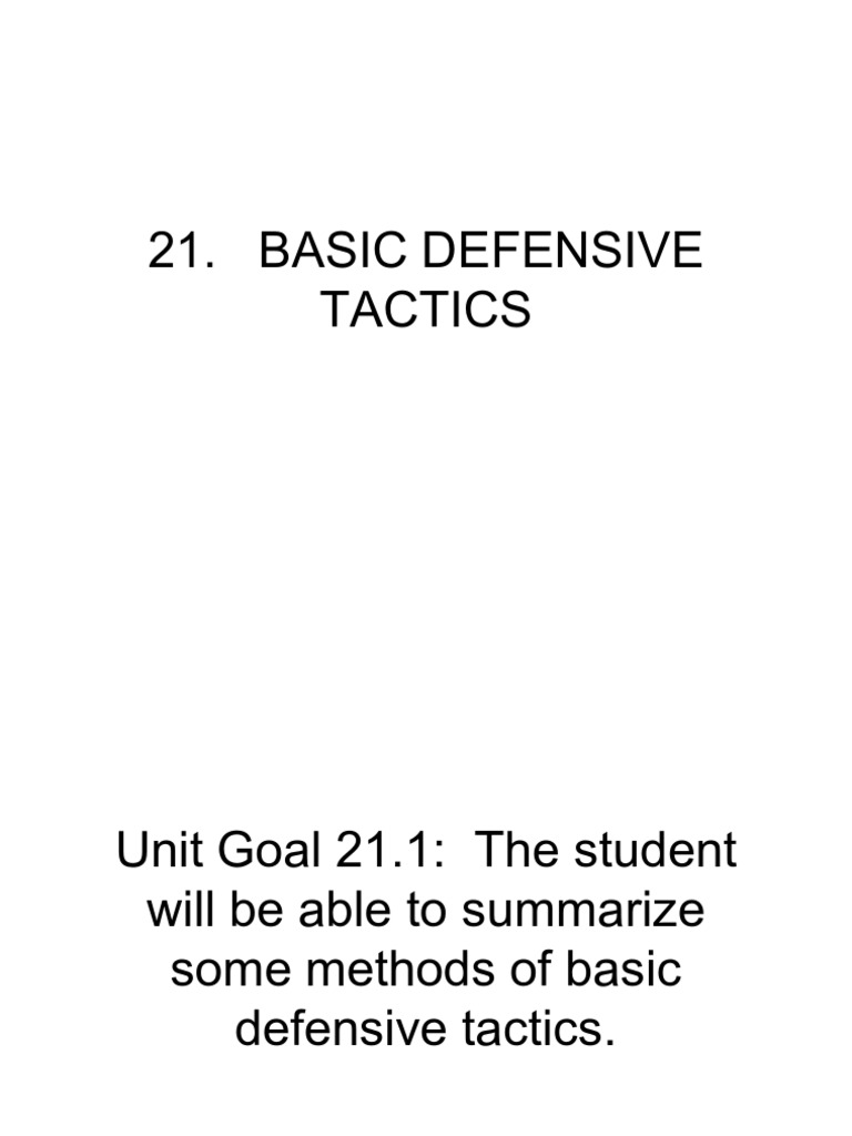 21 Basic Defensive Tactics | PDF