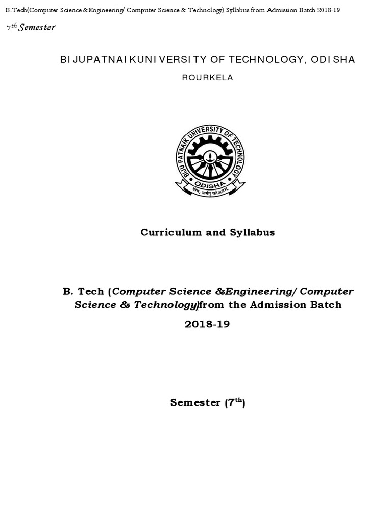 B.tech CSE-CST 7th Sem 2018-19 Admission Batch | PDF | Computers