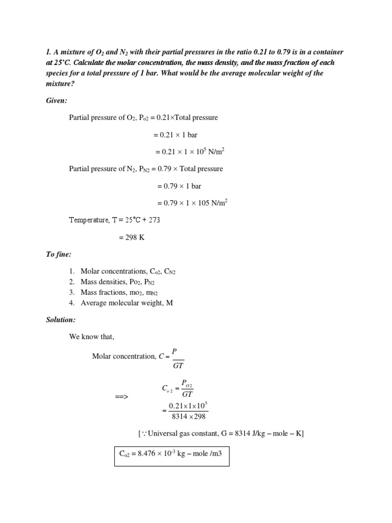Calculate mass transfer rates of CO2 and air in counter diffusion | PDF ...