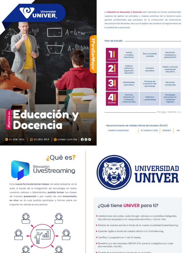 Maestría en Educación y Docencia UNIVER | Descargar gratis PDF | Enseñando | Evaluación
