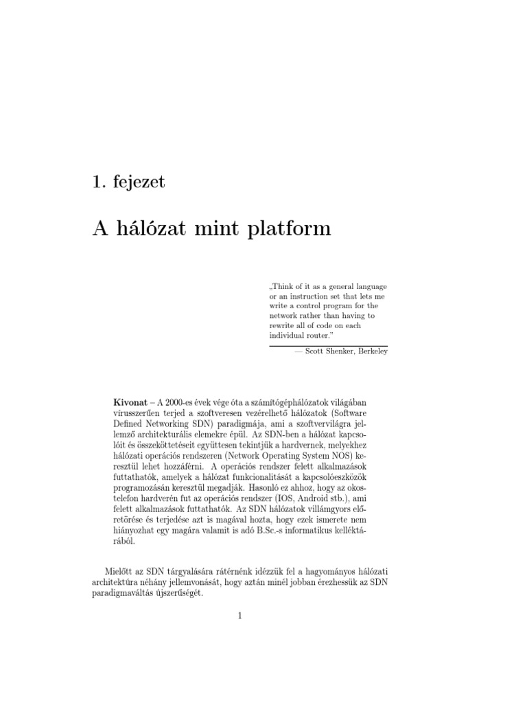 A Hálózat Mint Platform: 1. Fejezet | PDF