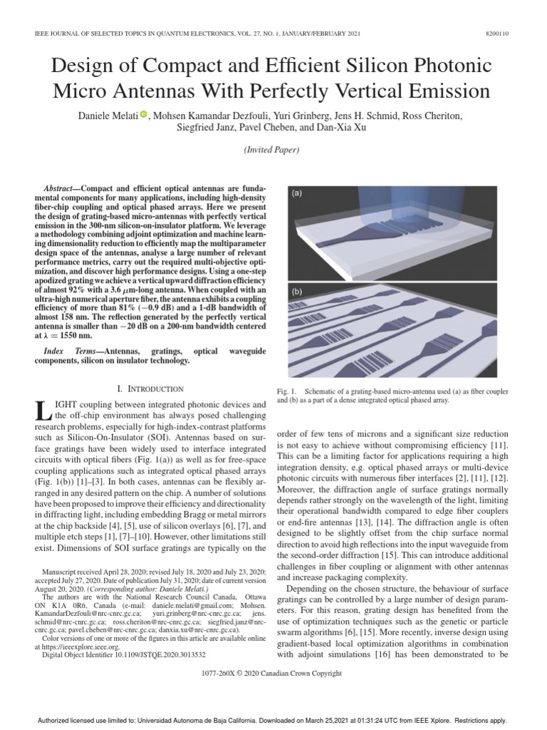 Design of Compact and Efficient Silicon Photonic Micro Antennas With ... Design of Compact and Efficient Silicon Photonic Micro Antennas With ...