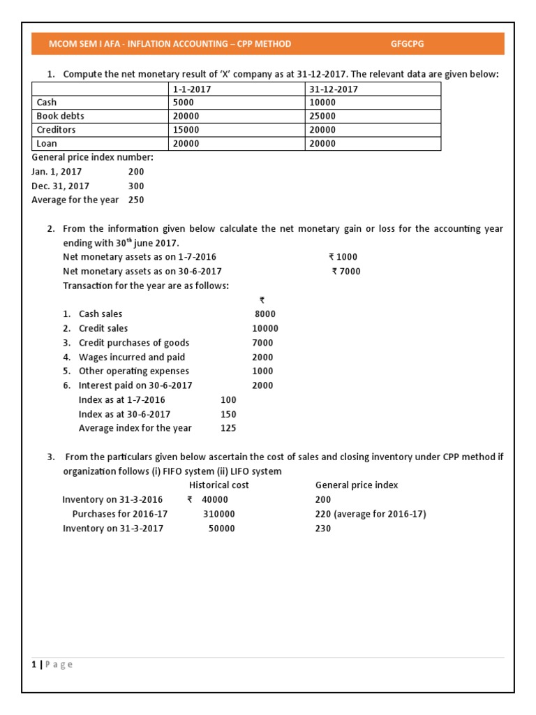 Inflation Accounting CPP | PDF | Historical Cost | Income Statement