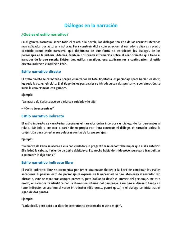 Diálogos en La Narración | PDF