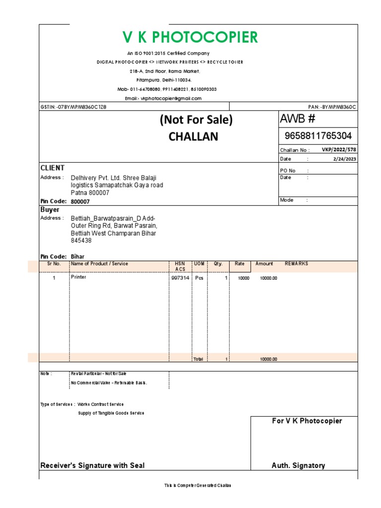 Challan - Challan | PDF | Equipment | Computer Engineering