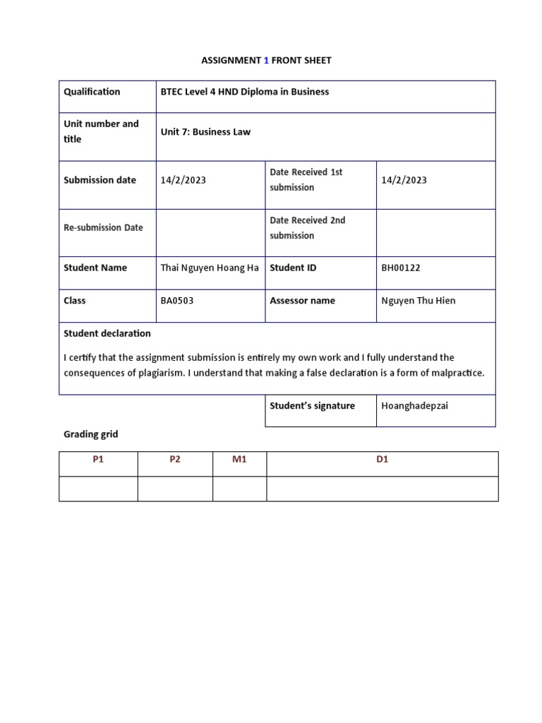 ASM 1 Business Law | PDF | Law