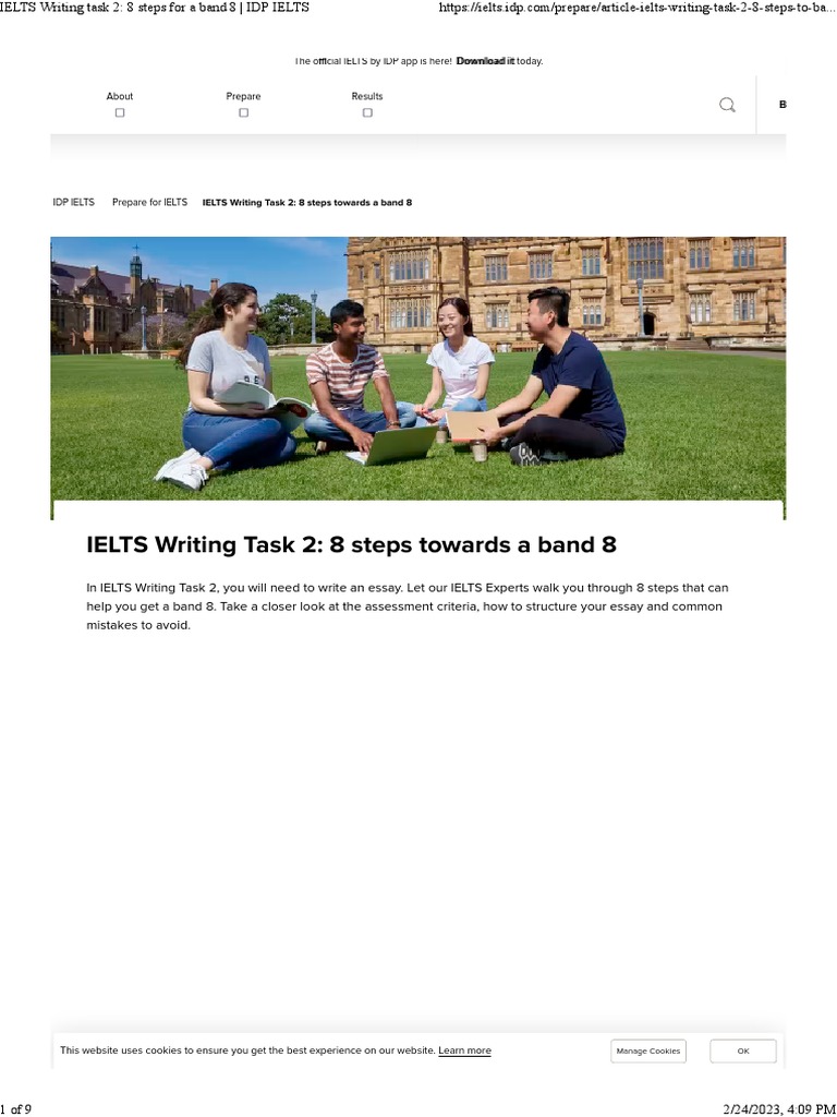 IELTS Writing Task 2 8 Steps For A Band 8 IDP IELTS | PDF ...