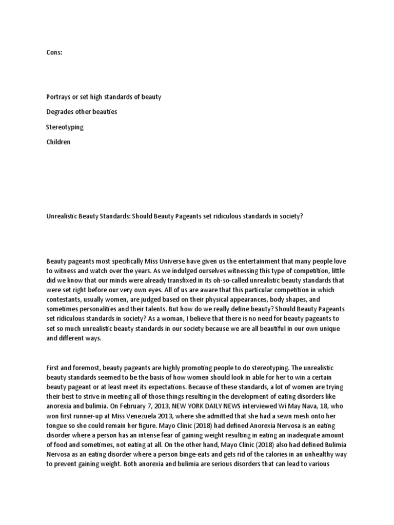 Unrealistic Beauty Standards | PDF | Eating Disorder | Bulimia Nervosa