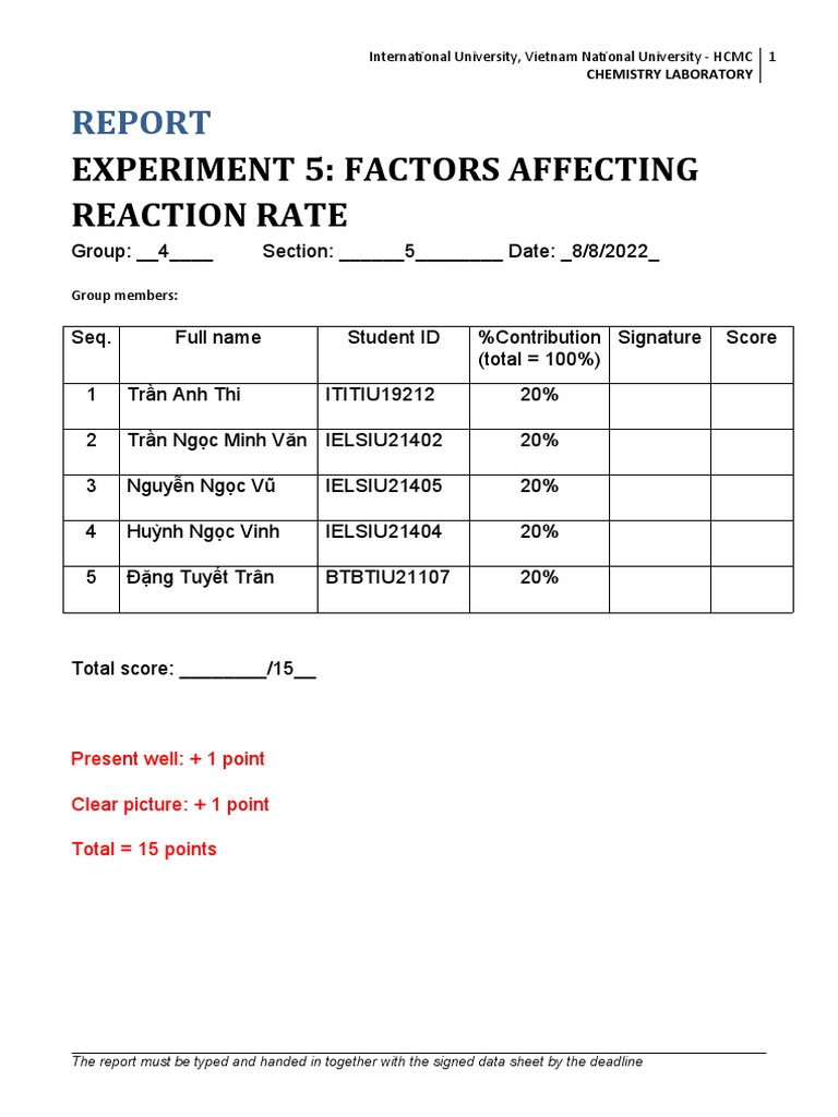 Report 5 | Download Free PDF | Chemical Reactions | Reaction Rate