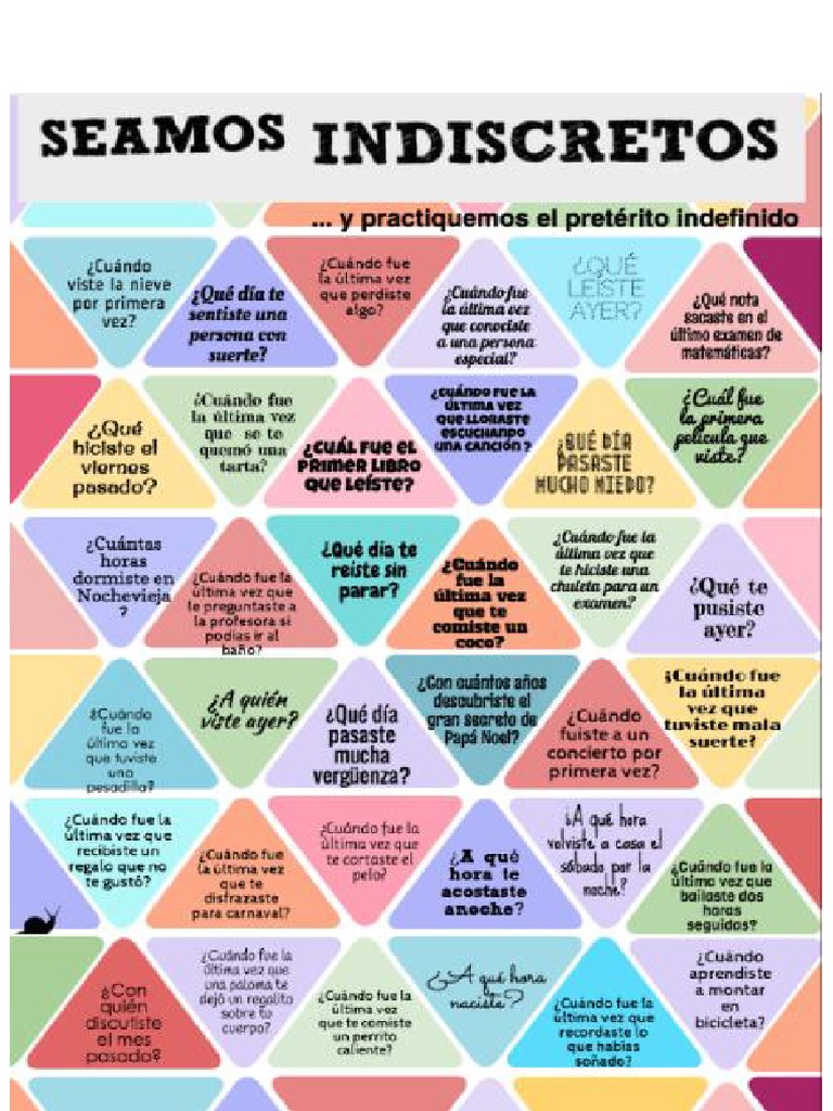 Seamos Indiscretos Pretérito Indefinido | PDF