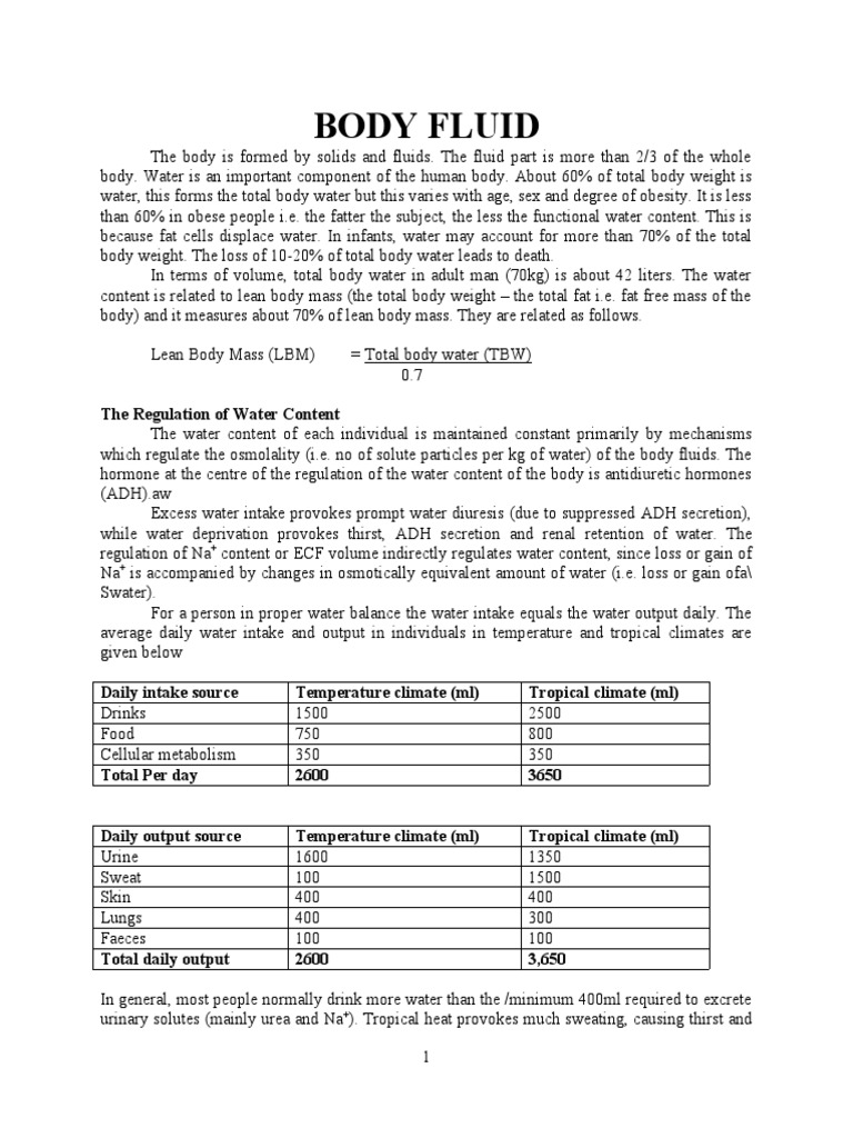 Body Fluid | PDF | Edema | Medical Specialties