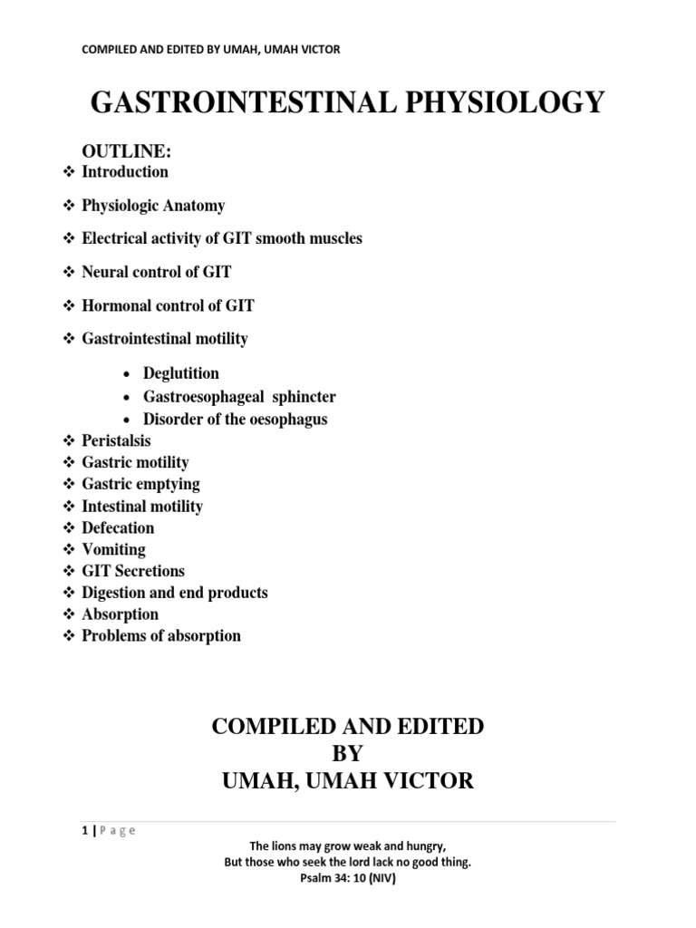 Git Physiology Compiled by Umah, Umah Victor | PDF | Stomach ...