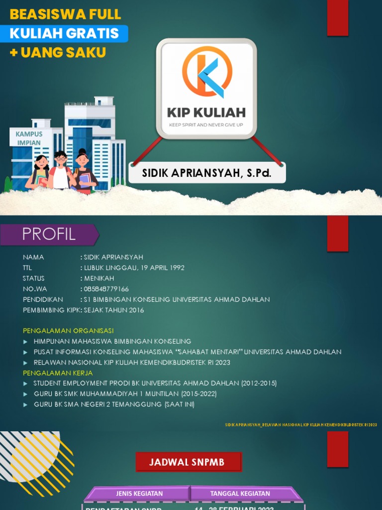 Bahan Presentasi Kip Kuliah 2023 Umum | PDF