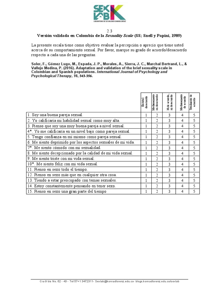 Sexuality Scale Pdf