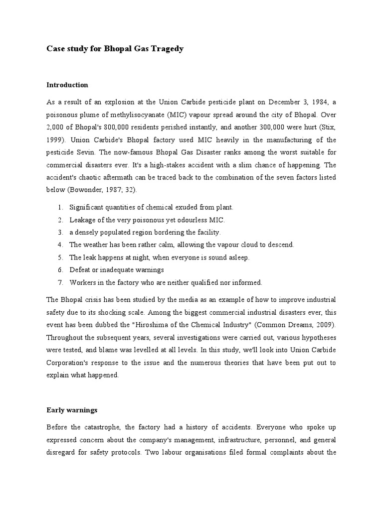 Case Study For Bhopal Gas Tragedy-1 | PDF | Lung Case Study For Bhopal Gas Tragedy-1 | PDF | Lung