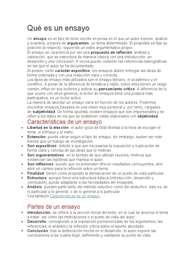 Qué Es Un Ensayo | PDF | Ensayos