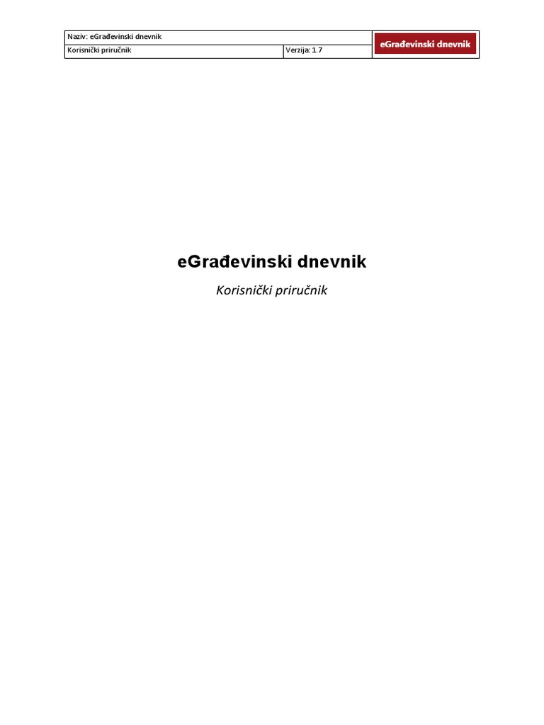 Korisničke upute e građevinski dnevnik | PDF