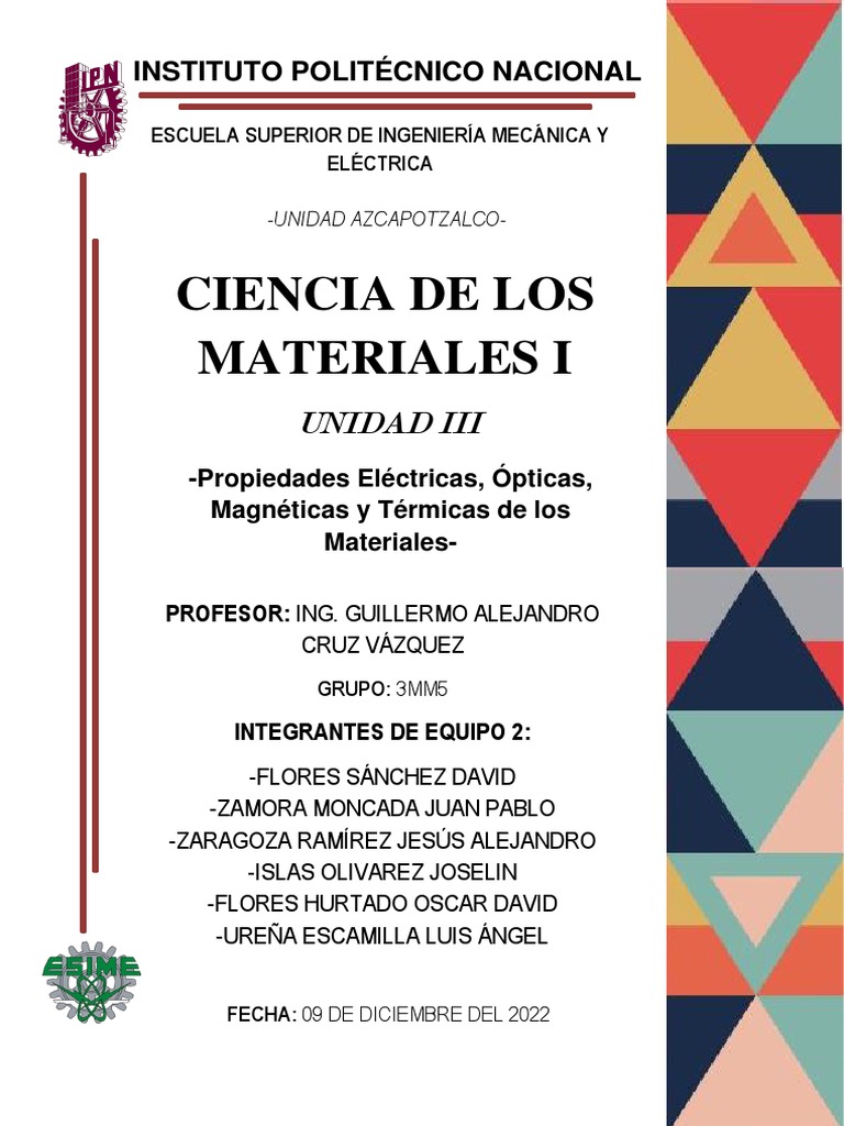 Propiedades Eléctricas, Ópticas, Magnéticas y Térmicas de Los Materiales. | PDF ...