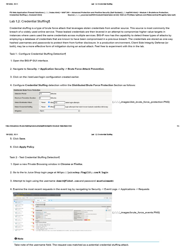 Lab 1.2 - Credential Stuffing | PDF | Login | Security