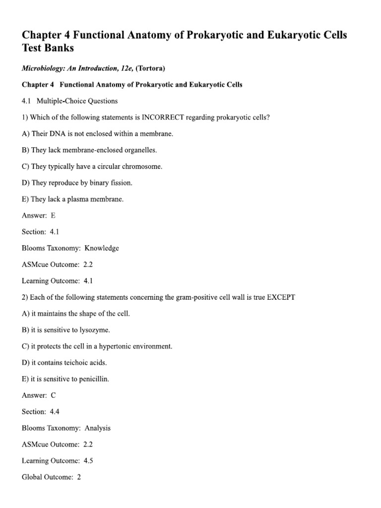 Ch. 04 - Functional Anatomy of Prokaryotic and Eukaryotic Cells | PDF