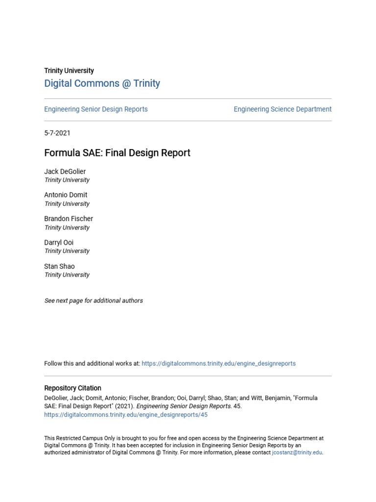 Formula SAE - Final Design Report | PDF | Strength Of Materials ...