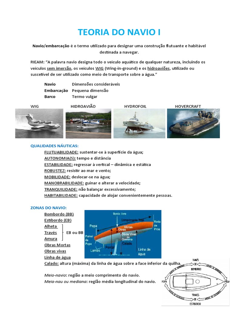 Teoria Do Navio I RESUMO | PDF | Marinhas | Navios