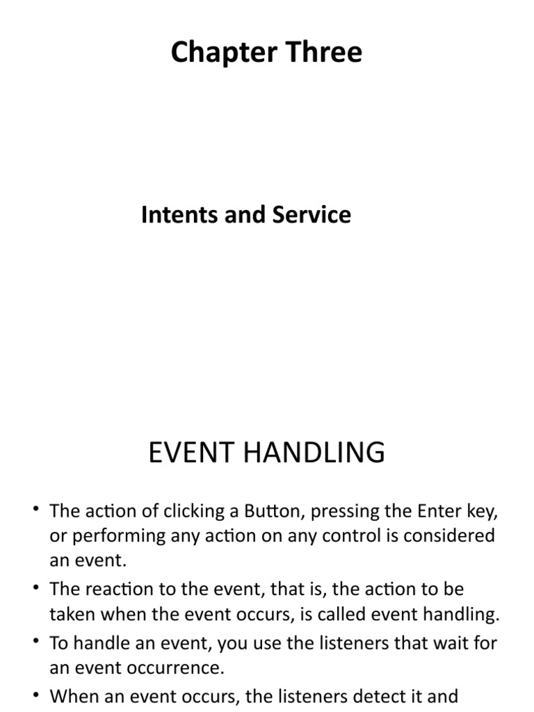 Ch3 Intent and Service | PDF | Class (Computer Programming) | Method (Computer Programming)