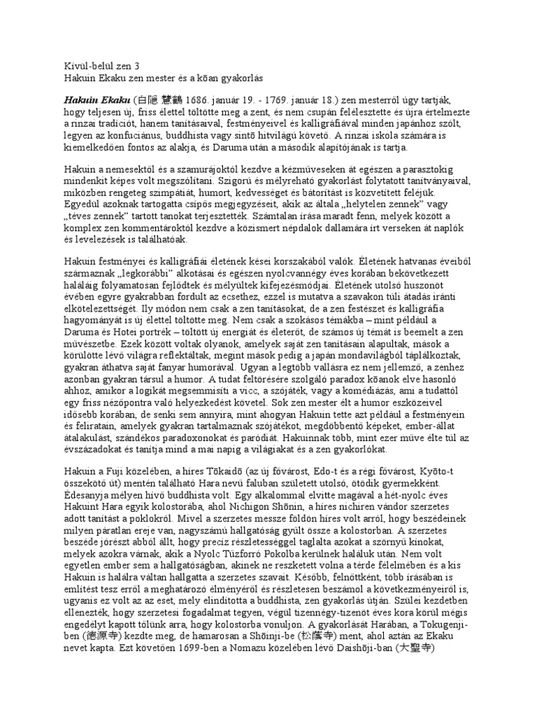 Kivul-Belul Zen 3 Hakuin-Es-Koan | PDF