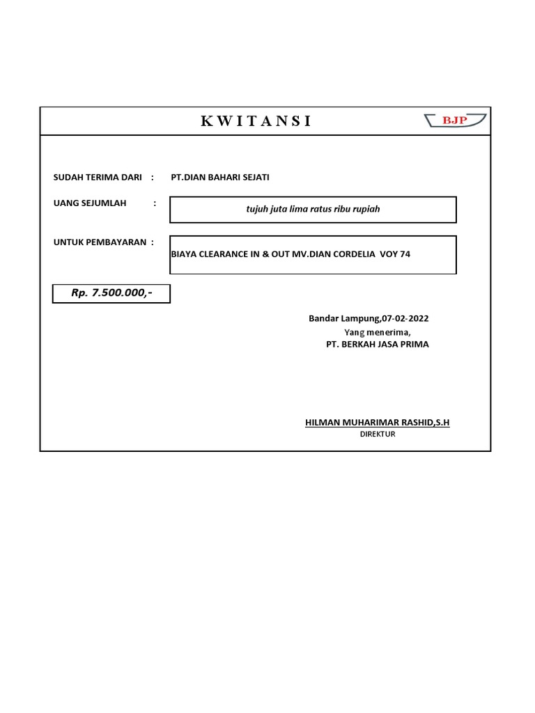 Kwitansi Nacc Clearance | PDF