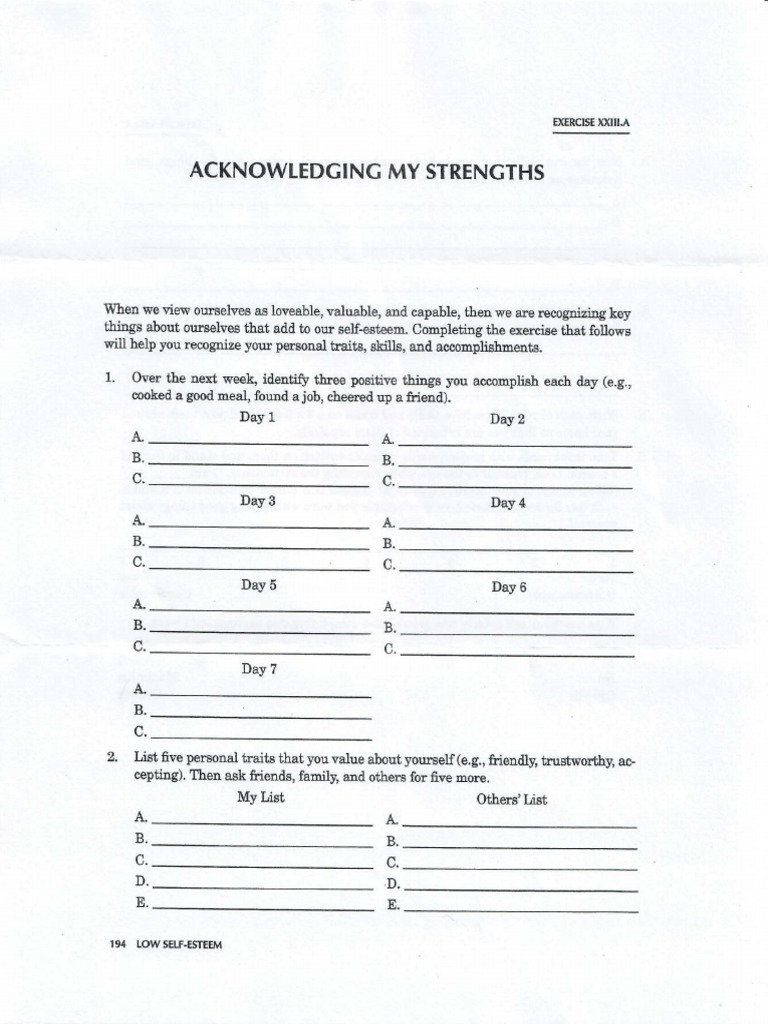 Acknowledging My Strengths | PDF