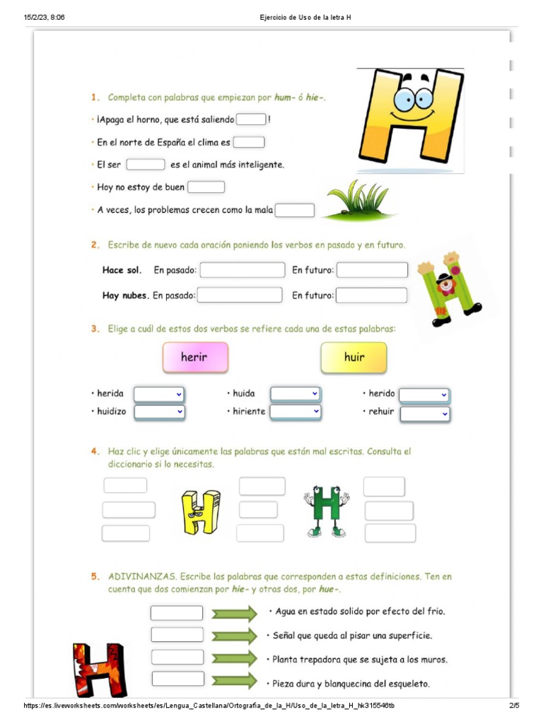 Ejercicio de Uso de La Letra H - Removed | PDF