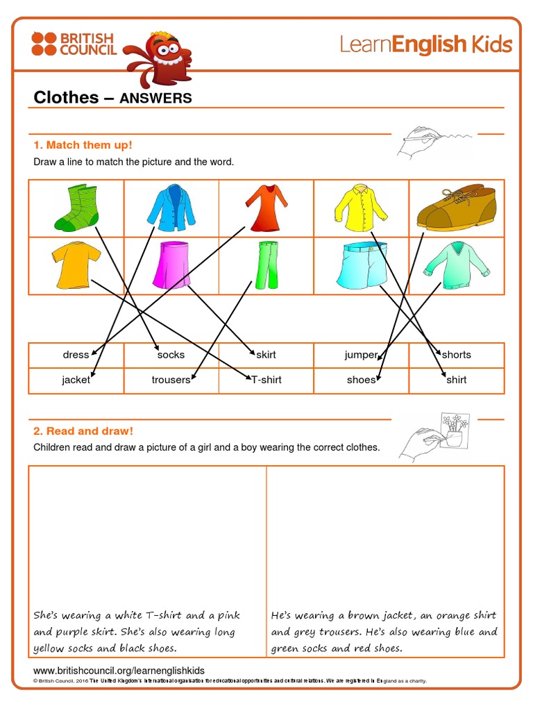 Worksheets Clothes Answers | PDF | Clothing | Skirt