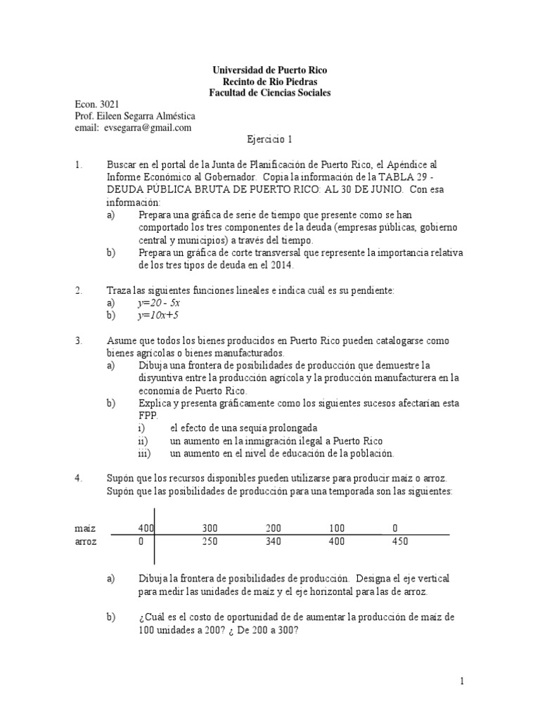 Ejercicio 1 Ene16 | PDF | Oferta y demanda | Economias