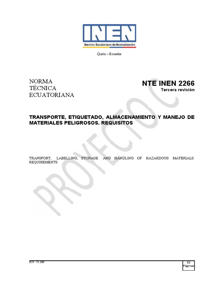 Nte Inen 2266 | PDF | Oxígeno | Mercancías peligrosas
