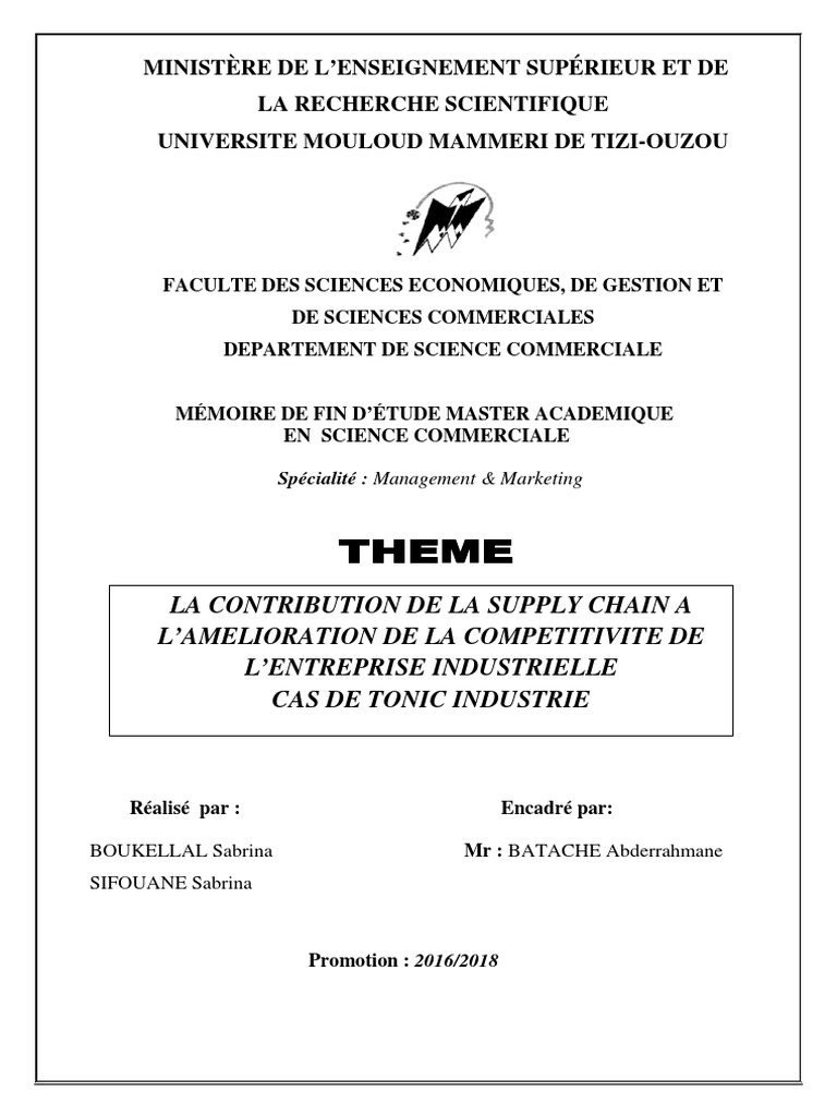 Memoire Final | PDF | Logistique | Business