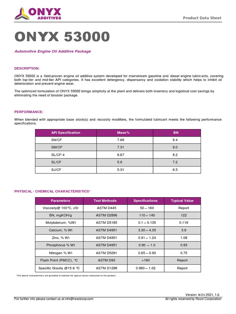 Onyx 53000 - Api SN SM | PDF | Motor Oil | Physical Sciences