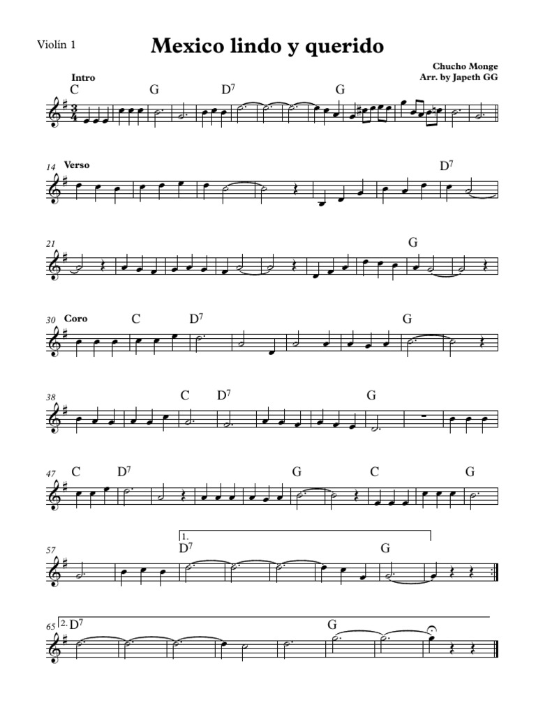 Mexico Lindo - Violín 1 | PDF