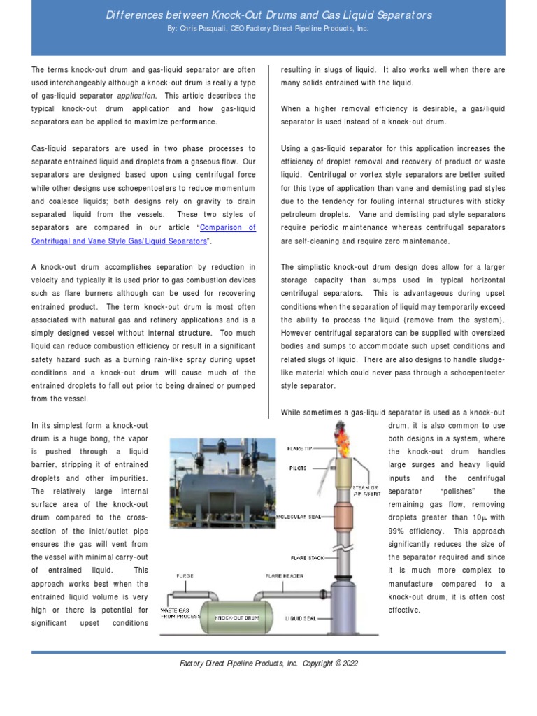 Knock Out Drums and Separators | PDF | Physical Sciences | Gas Technologies