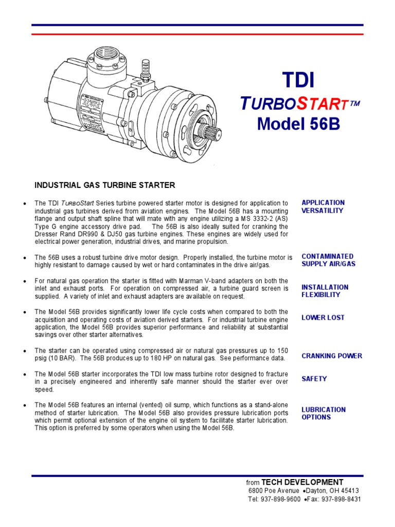 TDI TURBOStart Model 56B Overview | PDF | Gas Turbine | Engines